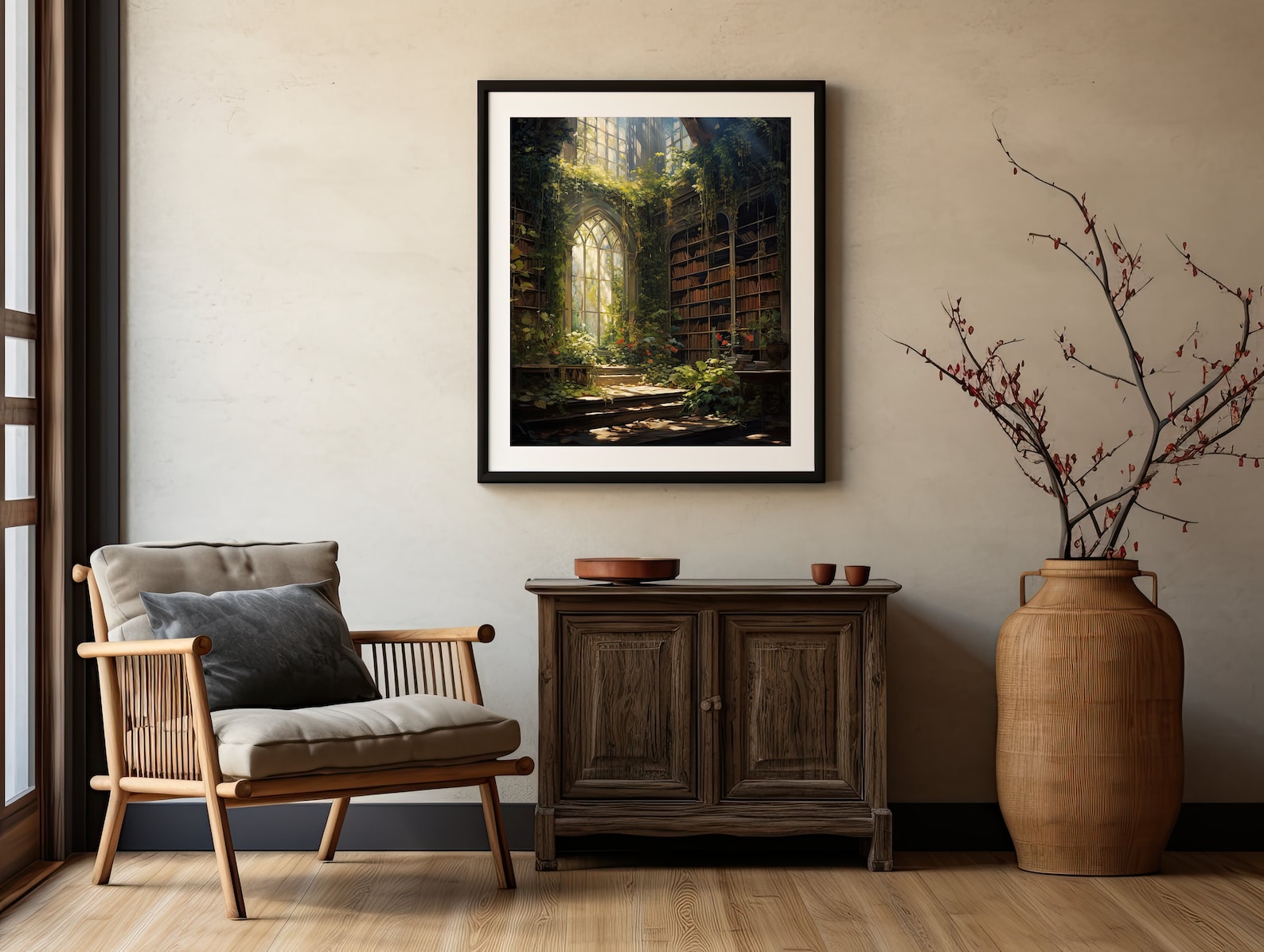 Dark Academia Nature Oil Painting Wall Art Print, Moody Library, Moody ...