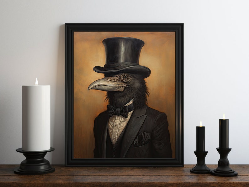 Victorian Animal Portraits Wall Print Set, Dark Academia, Dark ...
