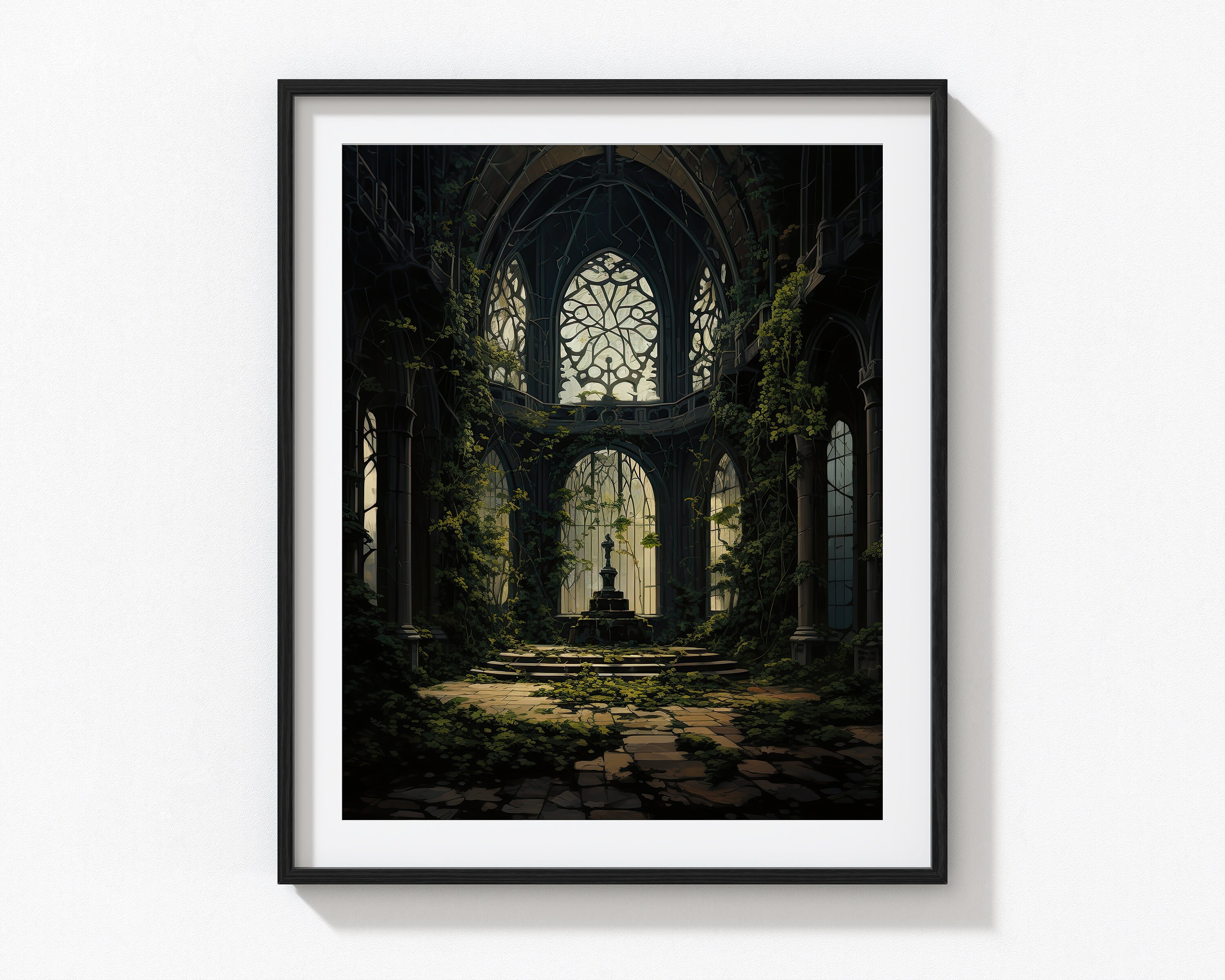 Dark Academia Nature Oil Painting Wall Art Print, Moody Library, Moody ...