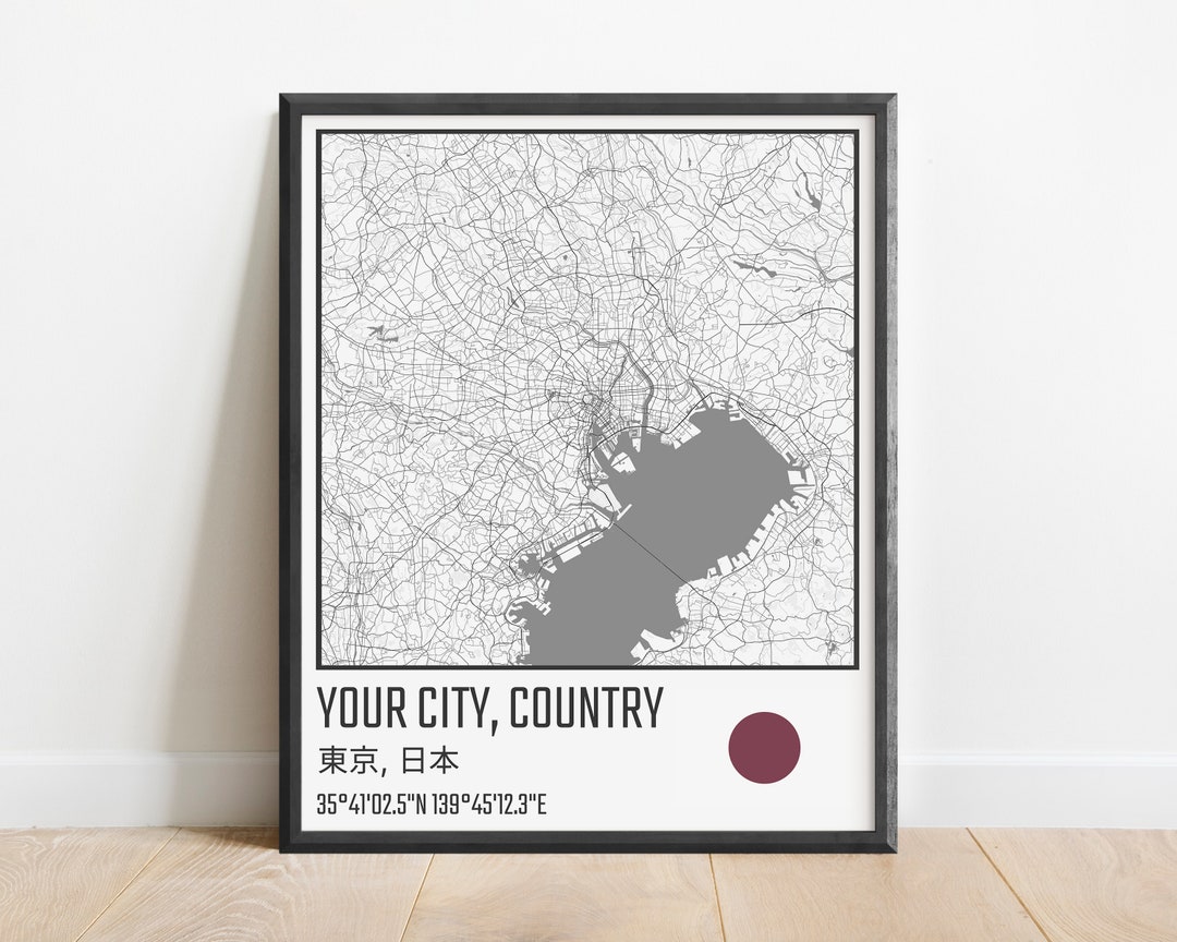 Custom Map Wall Art Print, Custom Flag Decor, City Map Art, Traveling ...