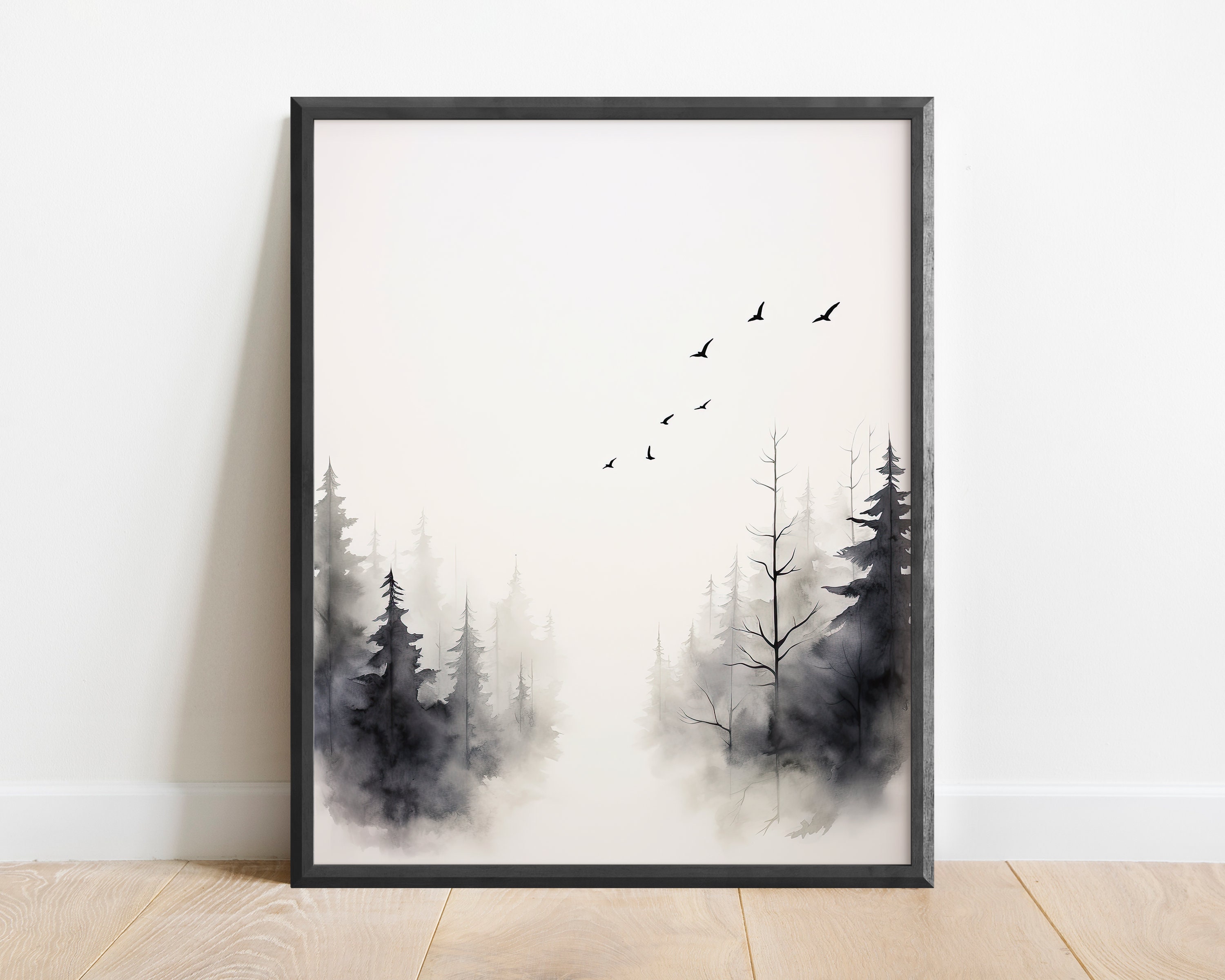 Watercolor Japanese Forest Wall Art Print, Sumi E Style, Kyoto Decor ...