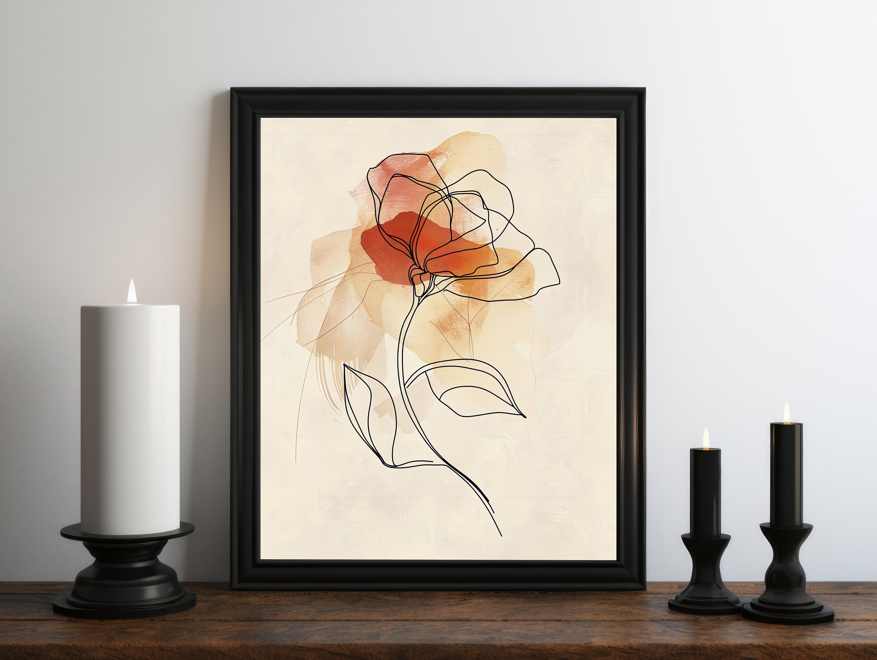 Boho Flower Art Print, Bohomodern Wall Print, Flower Wall Art, Neutral ...