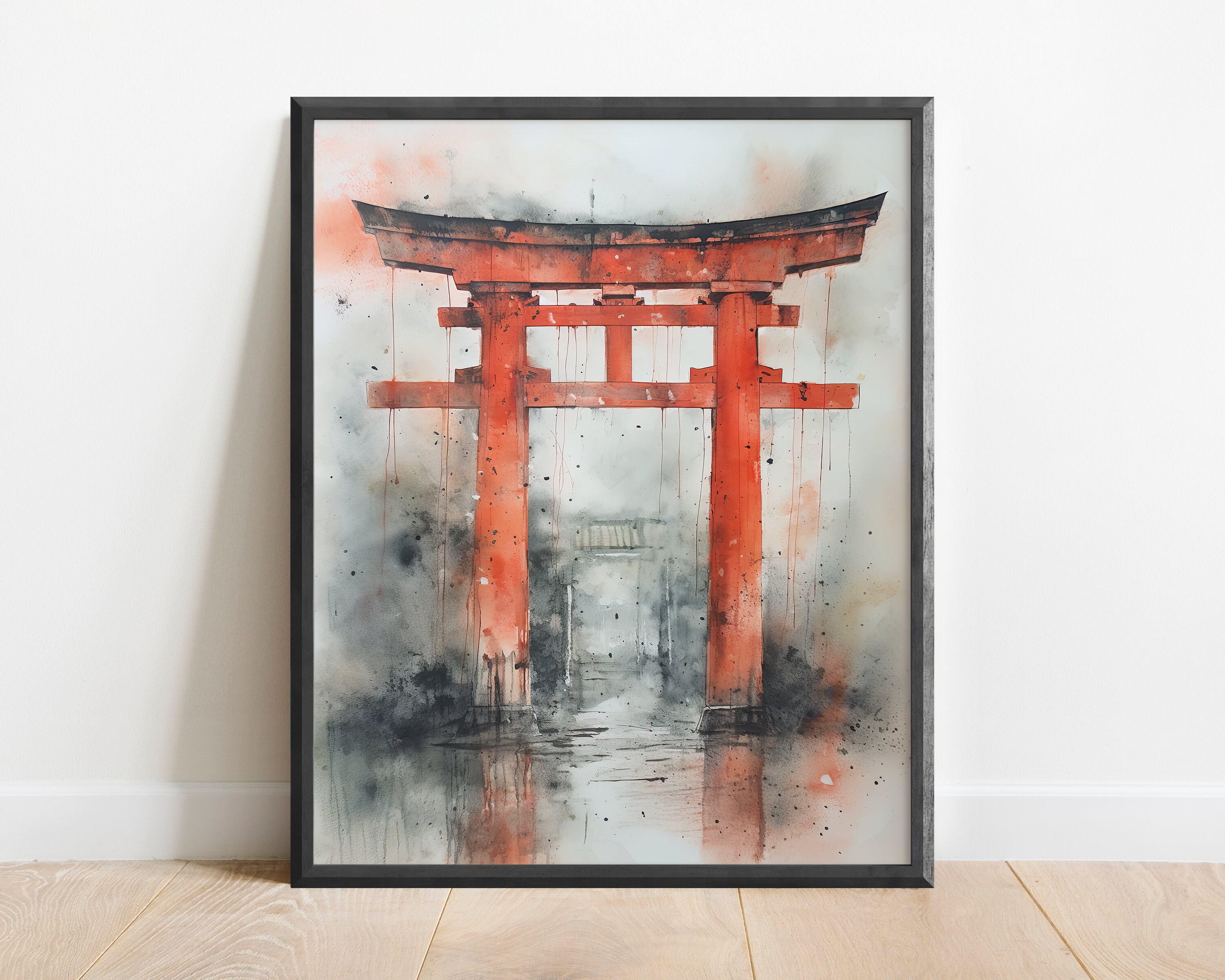 Watercolor Kyoto, Japan Torii Gate Wall Art Print, Japanese Art ...