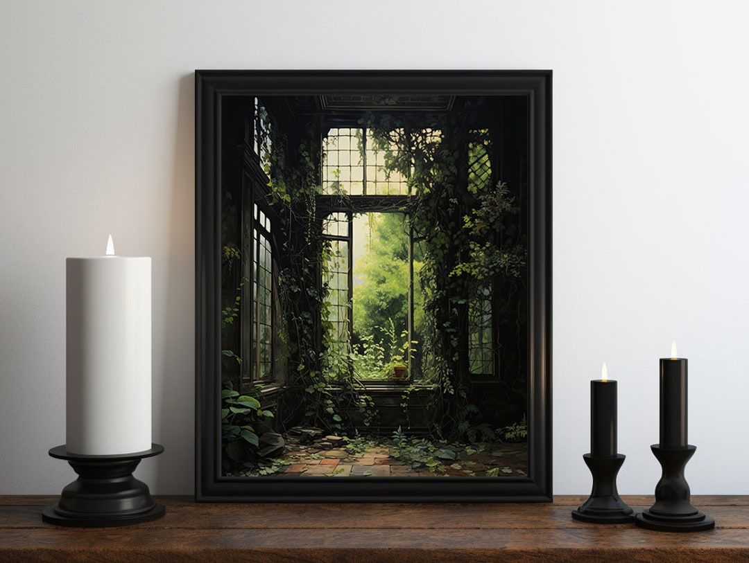 Dark Academia Nature Oil Painting Wall Art Print, Dark Academia Wall ...
