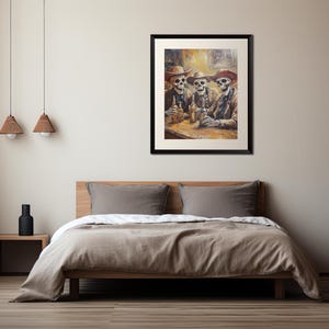Halloween Skeleton Oil Painting Print, Dark Academia Decor, Dark Wall ...