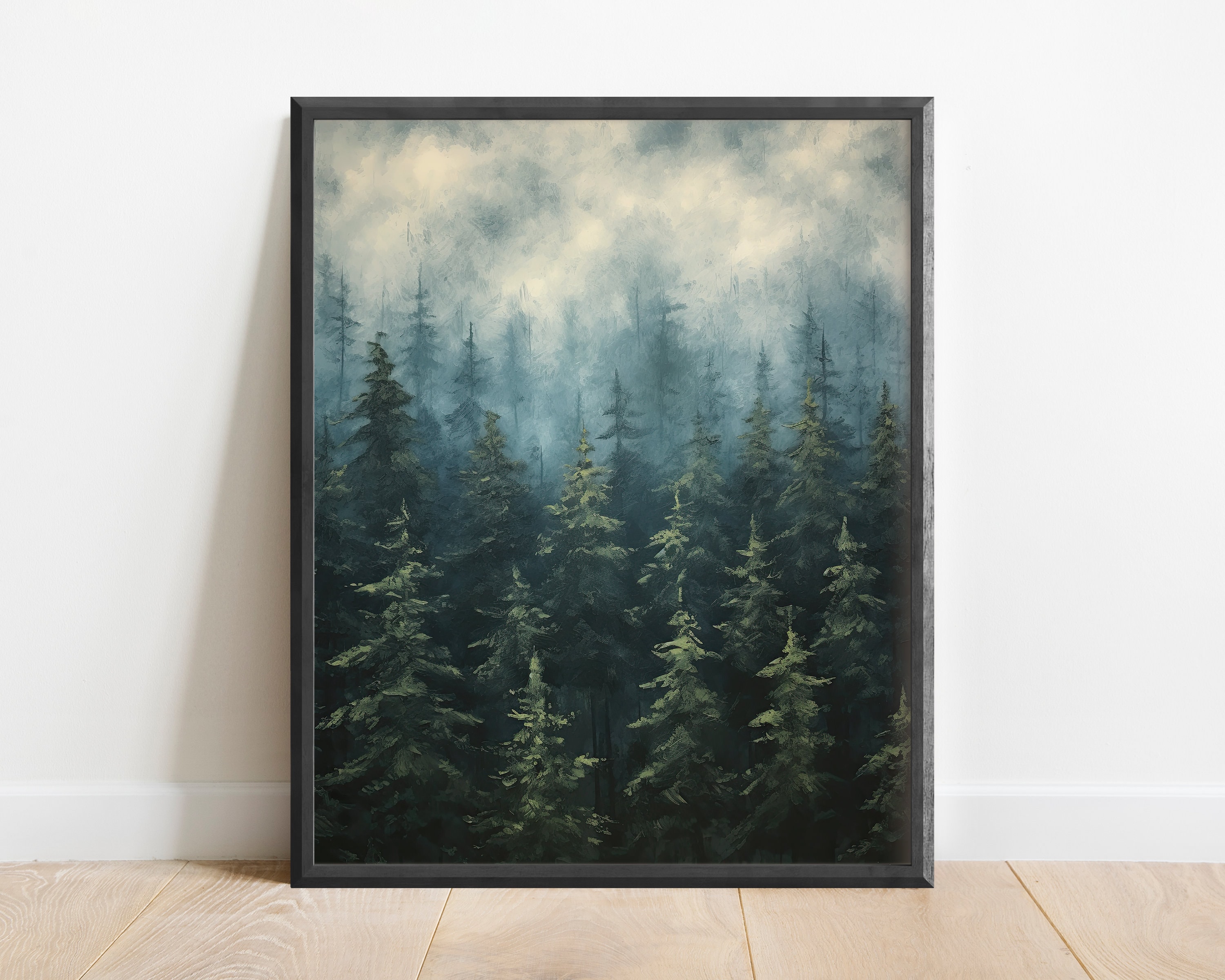 Dark Academia Forest Oil Painting, Dark Wall Art, Moody Decor ...