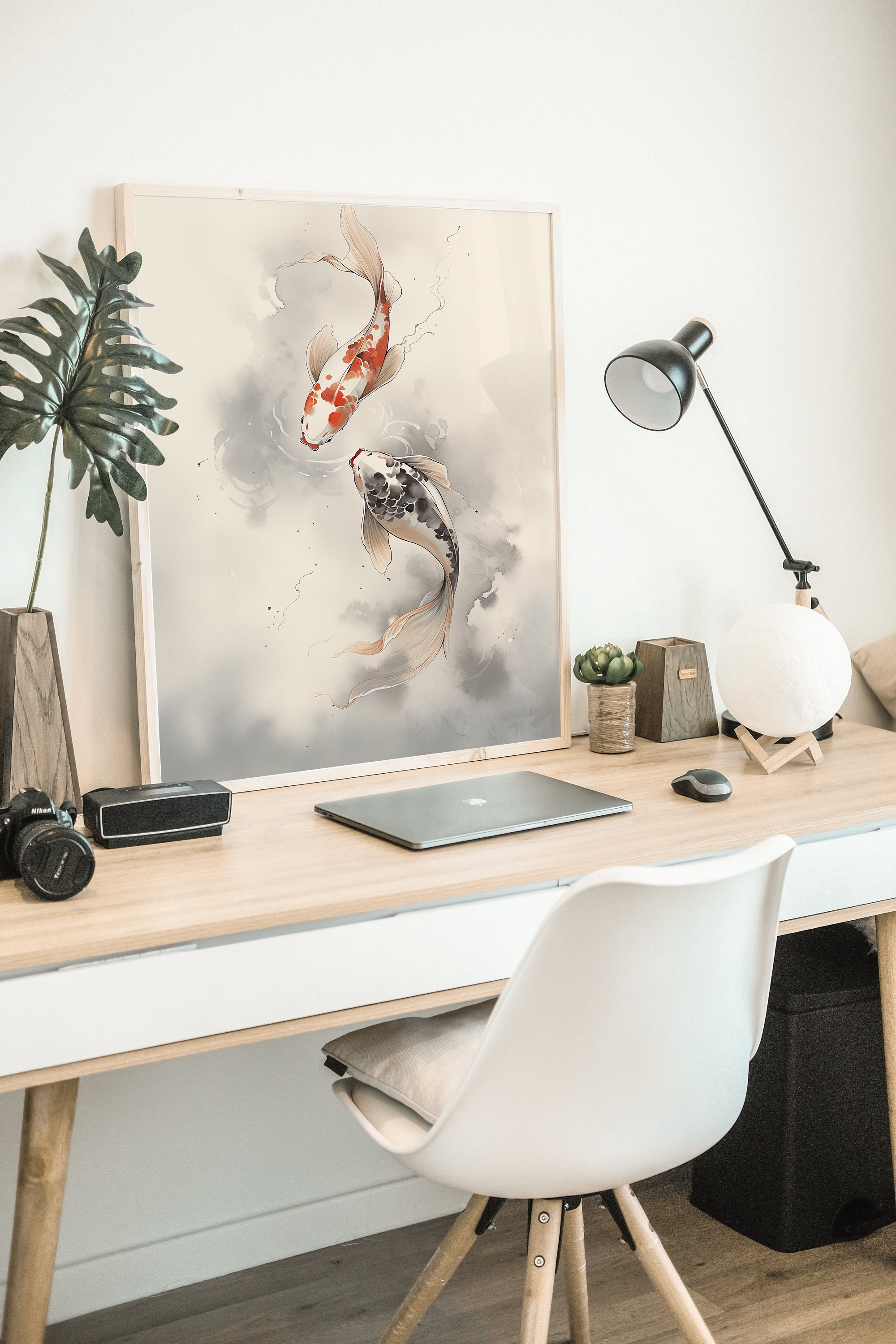 Japanese Koi Wall Art Print, Japanese Art, Asian Decor, Office Decor ...