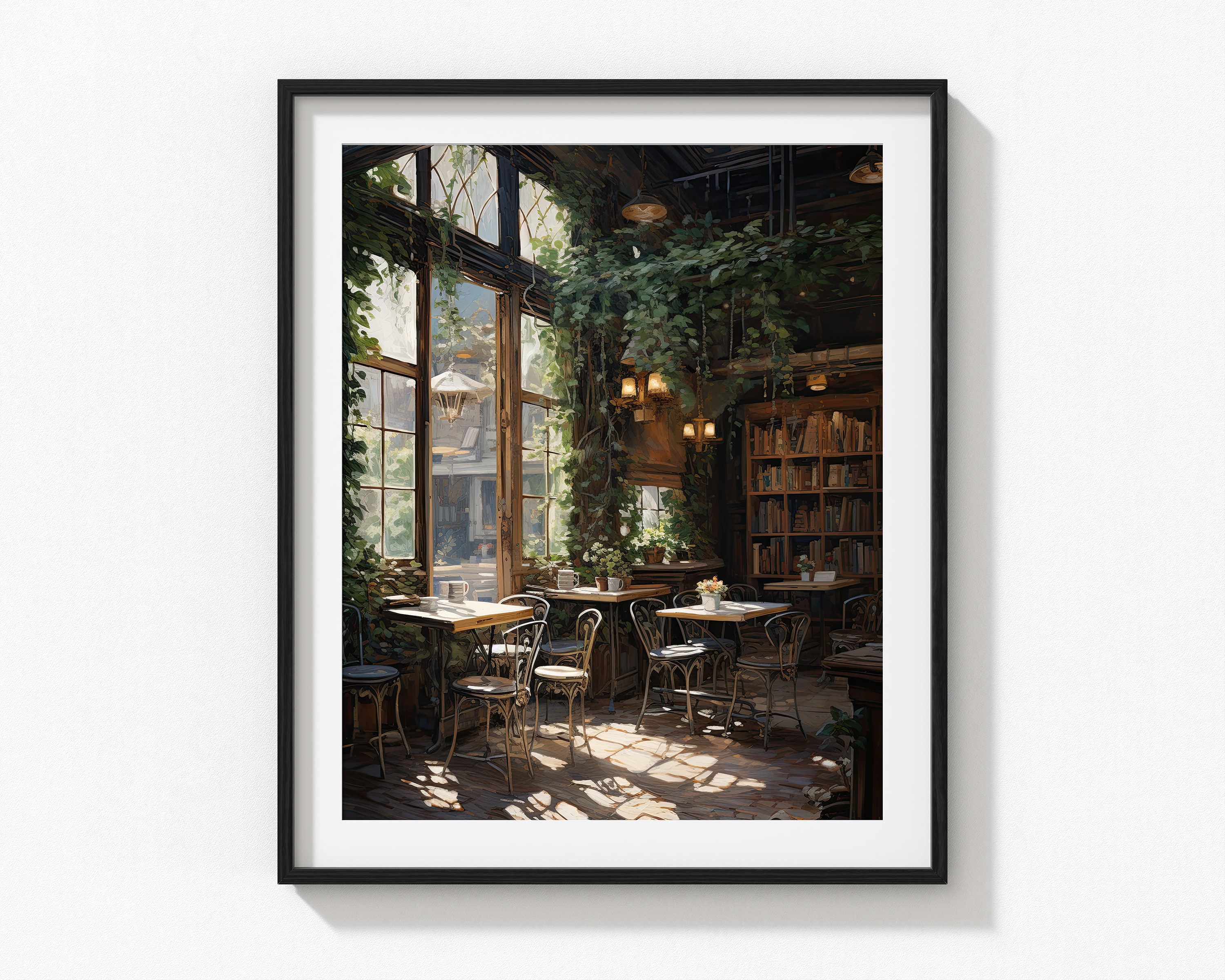 Dark Academia Nature Oil Painting Wall Art Print, Moody Library, Moody ...