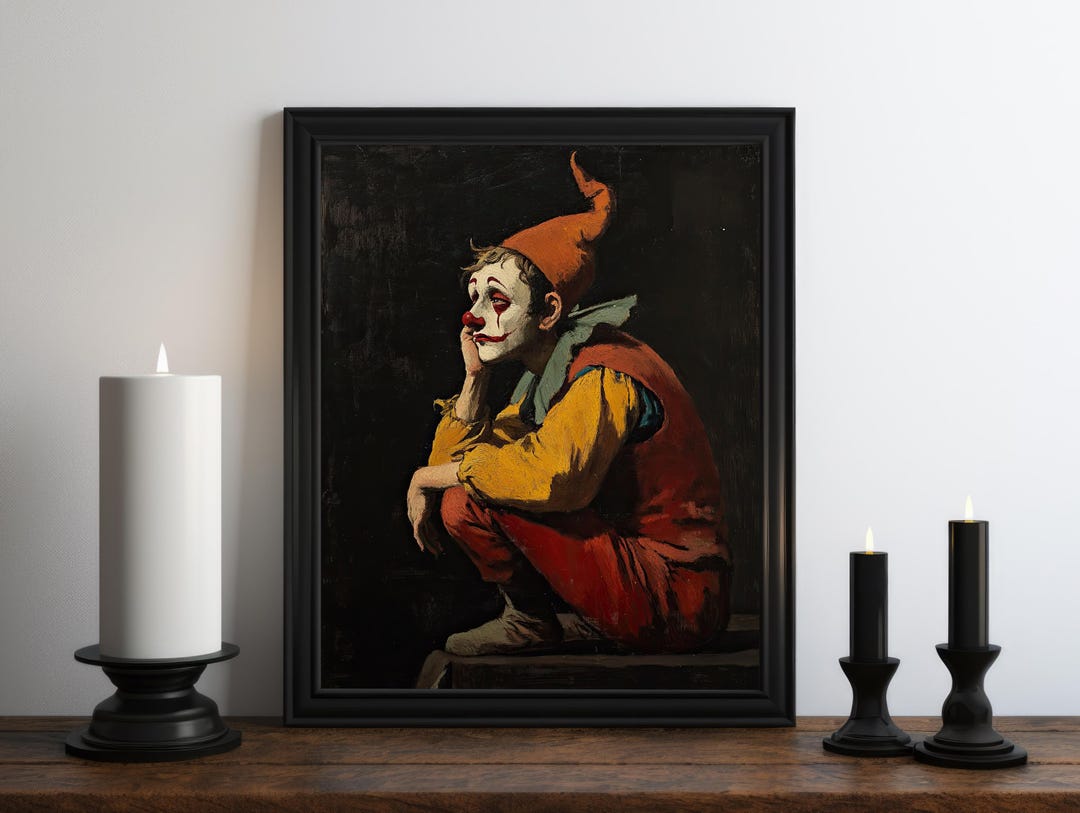 Crying Jester Wall Art Print, Accidental Renaissance Art, Clown Art ...