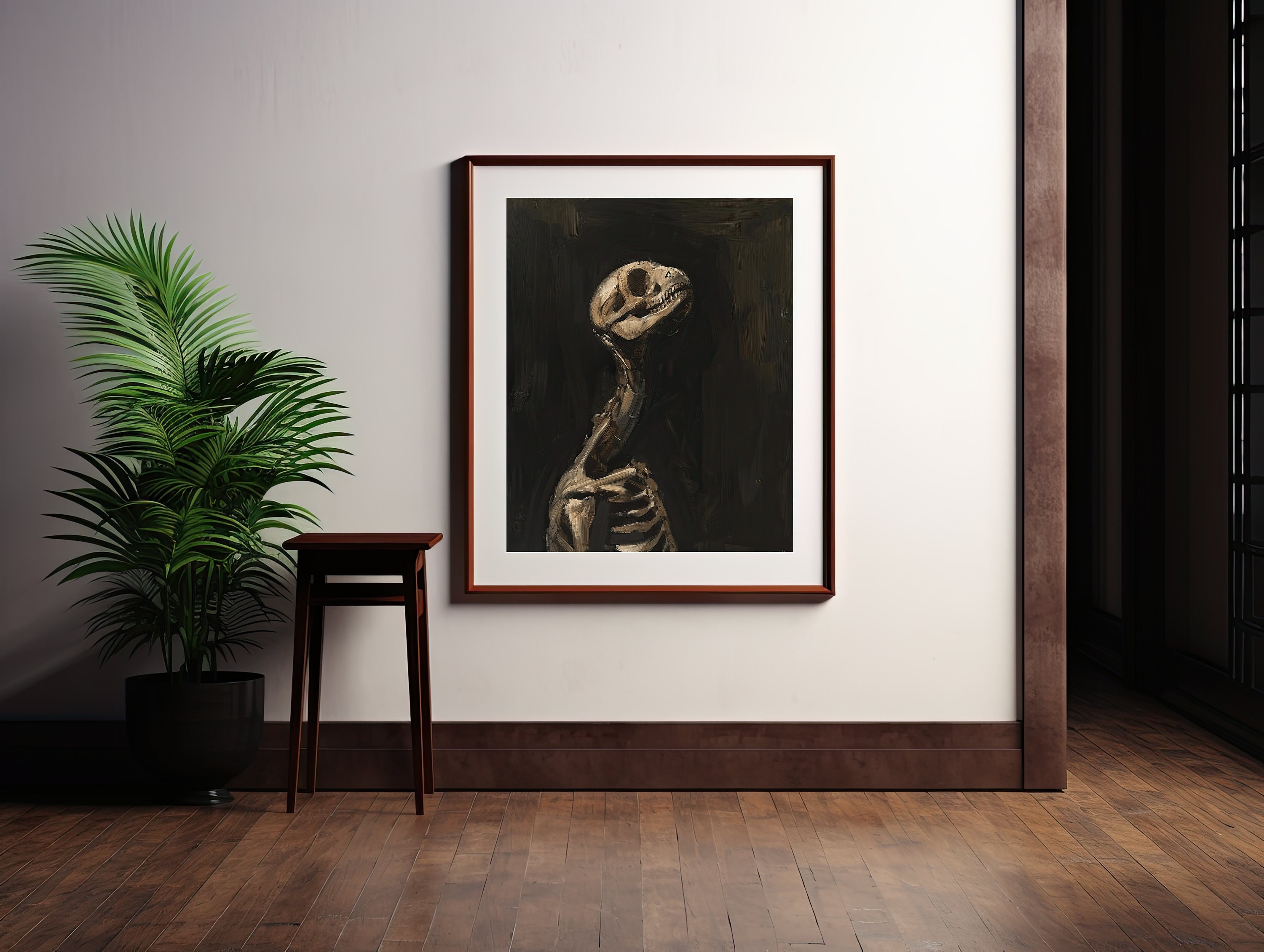 Dark Academia Snake Skeleton Oil Painting Wall Art Print, Occult Snake ...