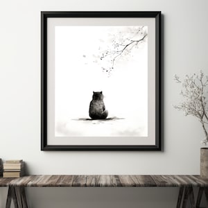 Watercolor Tanuki Wall Art Print, Sumi E Style, Kyoto Decor, Asian ...