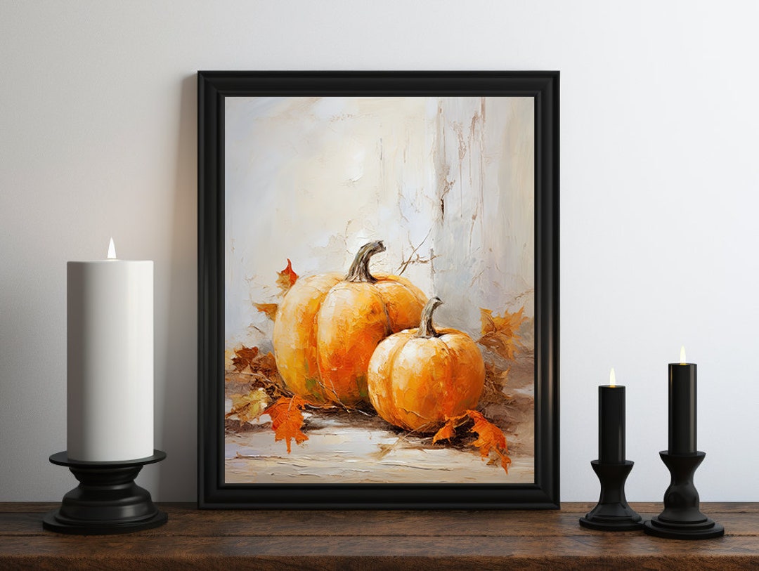 Pumpkin Patch Oil Painting Wall Art Print, Autumn Art, Pumpkin Wall Art ...