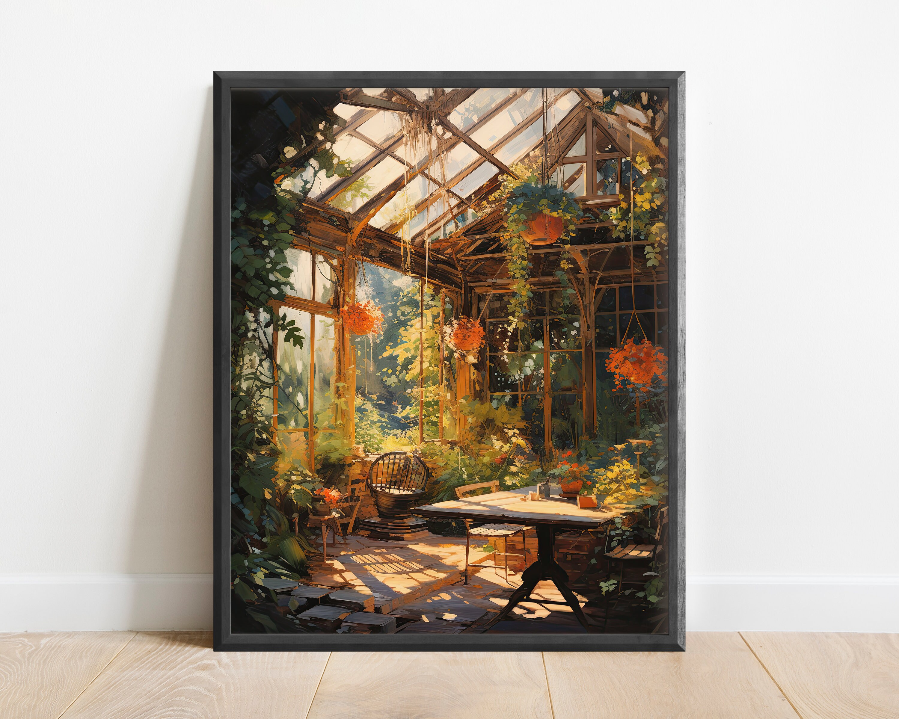 Dark Academia Nature Oil Painting Wall Art Print, Flower Shop, Moody ...