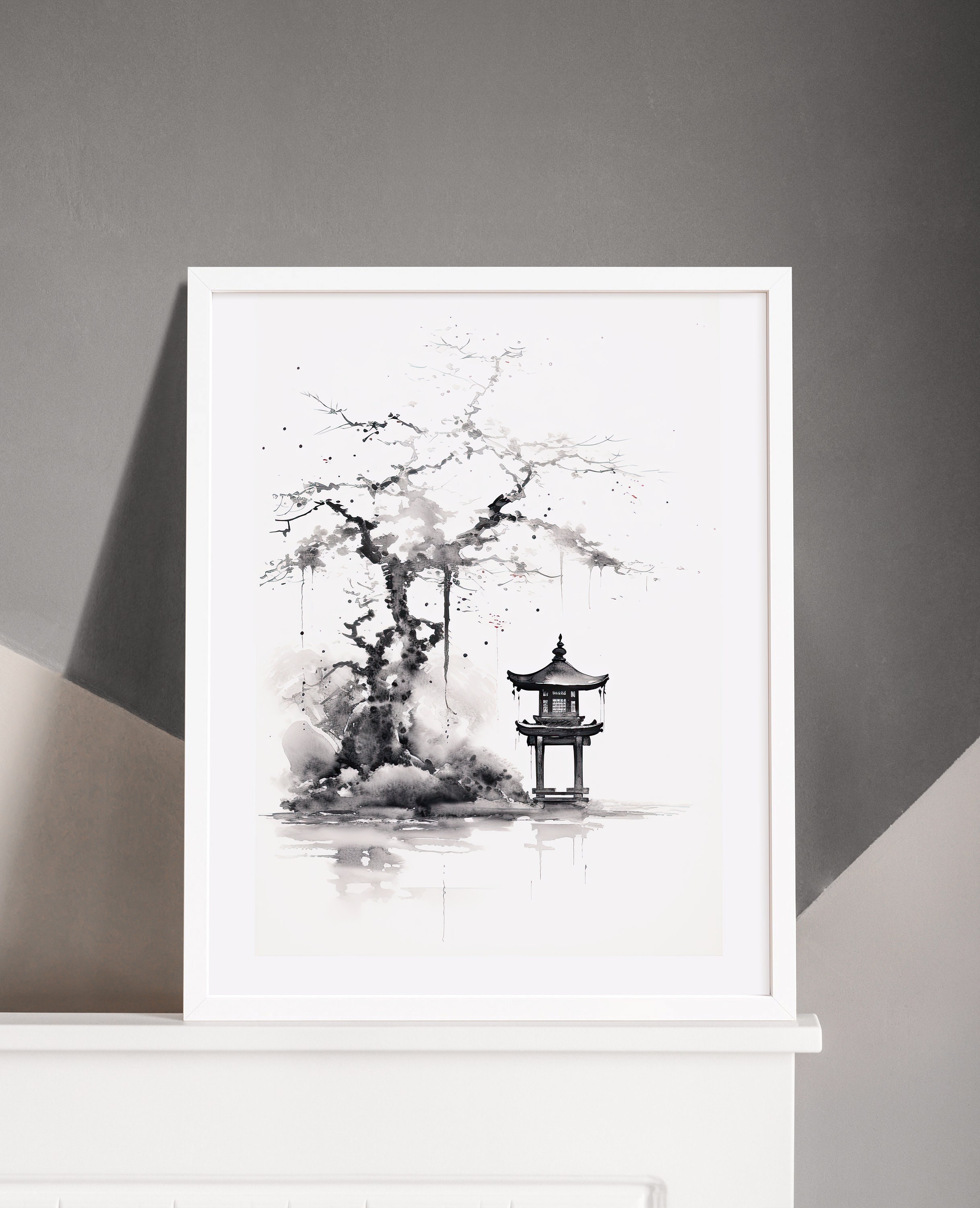 Watercolor Shinto Shrine Wall Art Print, Sumi E Style, Kyoto Decor ...