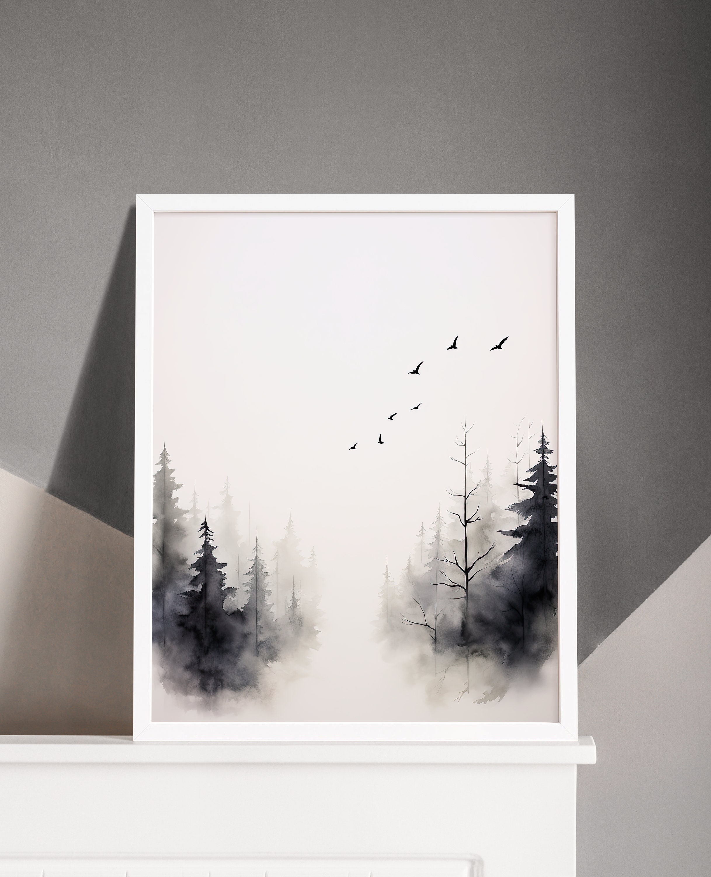 Watercolor Japanese Forest Wall Art Print, Sumi E Style, Kyoto Decor ...