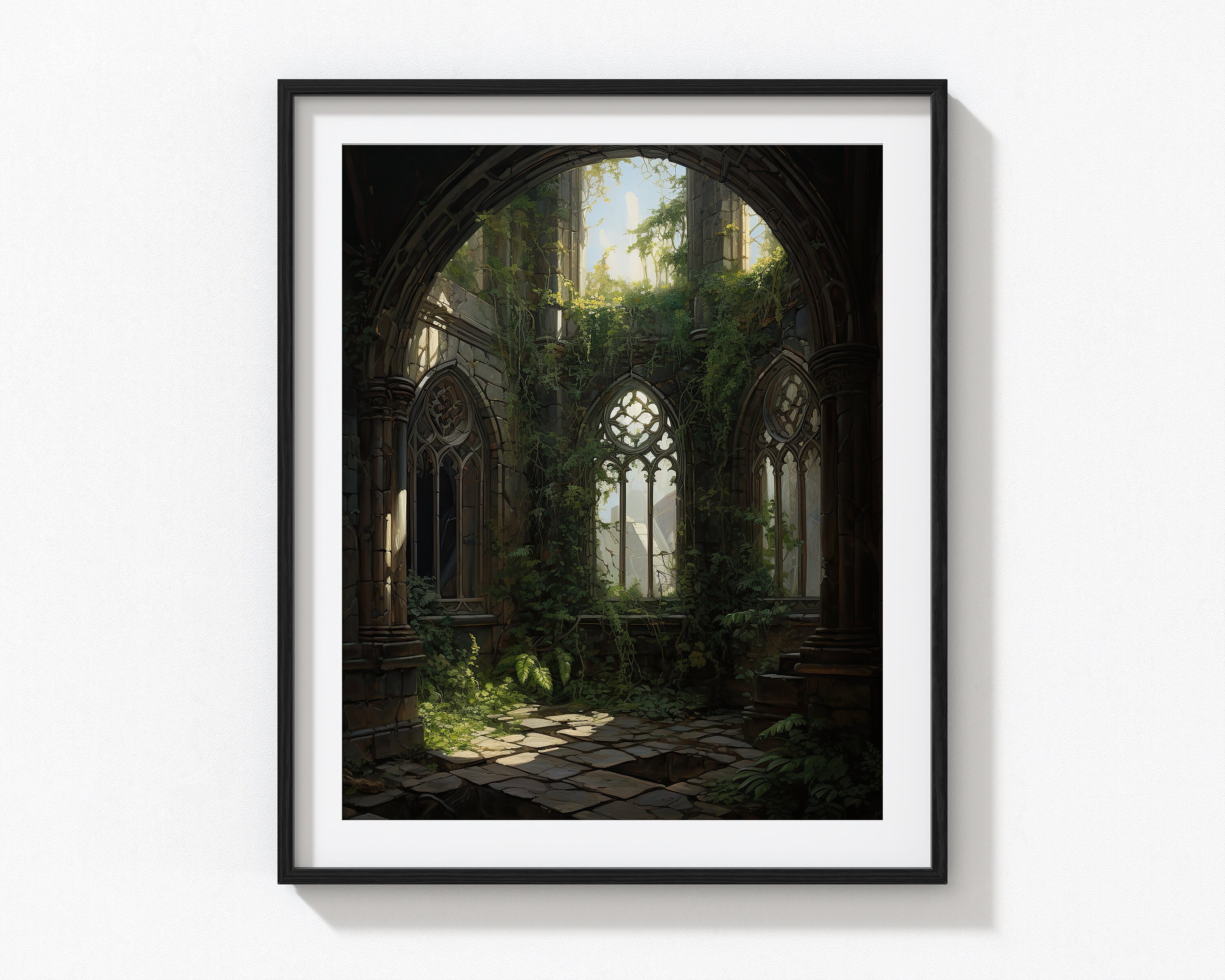 Dark Academia Nature Oil Painting Wall Art Print, Moody Library, Moody ...