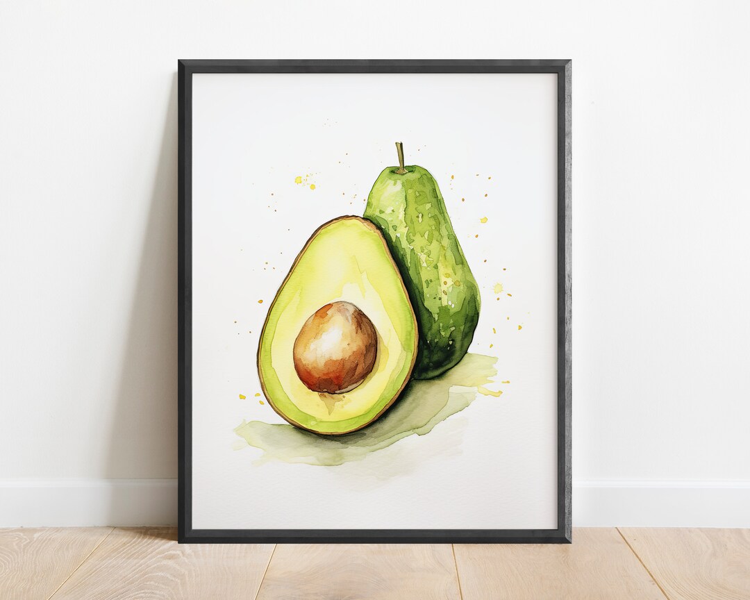 Minimalist Watercolor Avocado Wall Art Print, Avocado Print, Summer ...