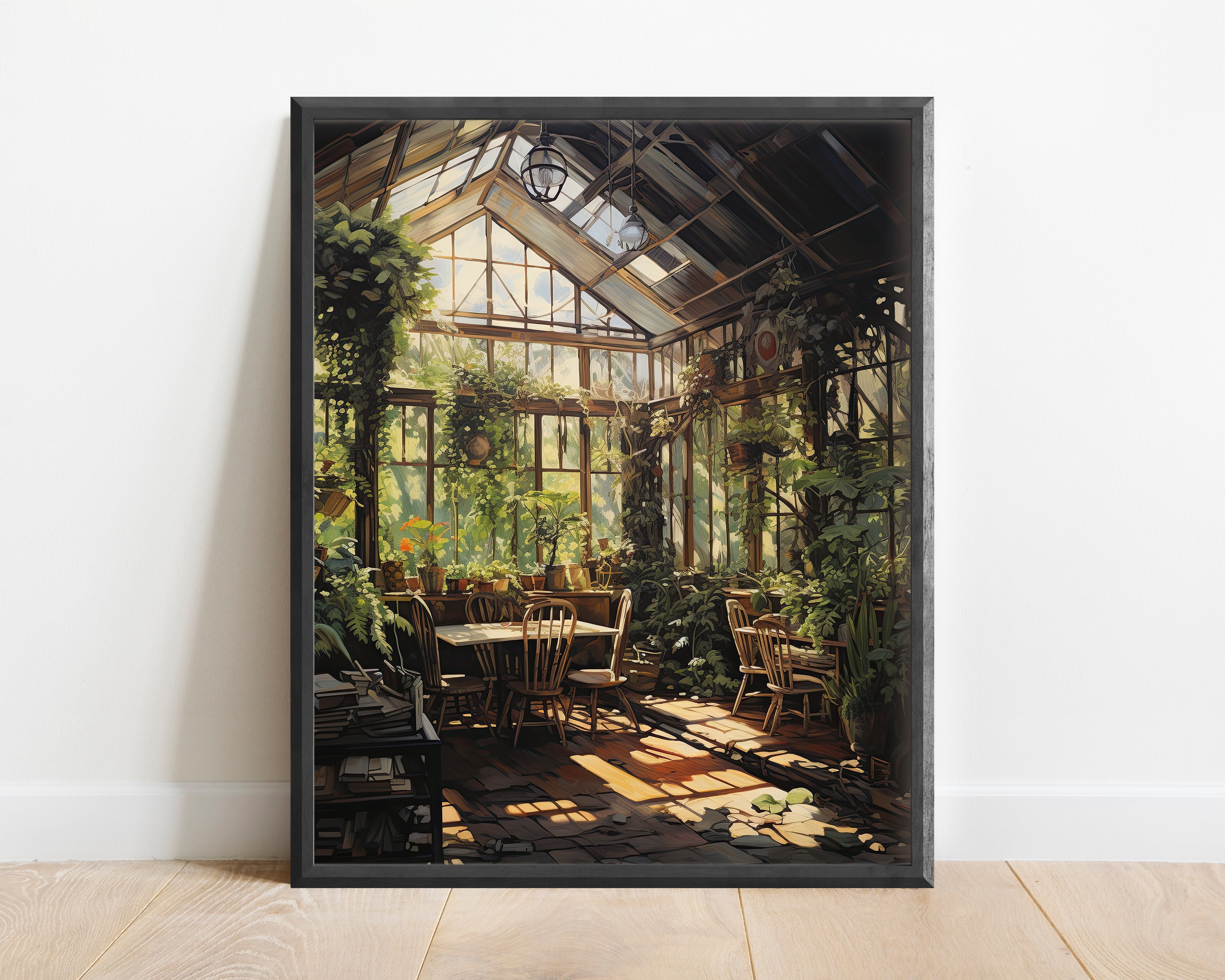 Dark Academia Nature Oil Painting Wall Art Print, Moody Library, Moody ...