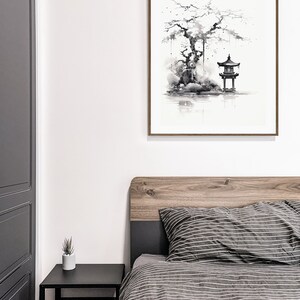 Watercolor Shinto Shrine Wall Art Print, Sumi E Style, Kyoto Decor ...