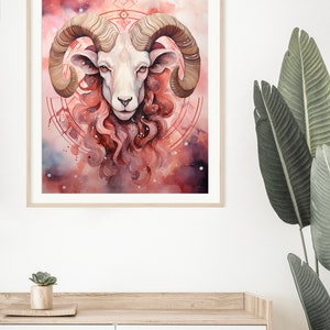 Watercolor Zodiac Aries Wall Art Print, Astrology Art, Zodiac Art ...