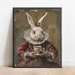 Dark Academia Victorian Rabbit Oil Painting Wall Art Print, Easter Wall ...