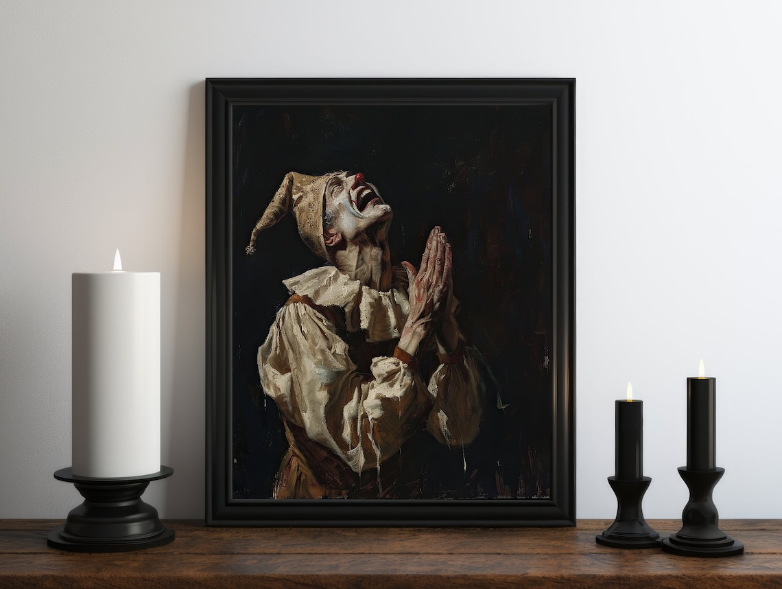 Crying Jester Wall Art Print, Accidental Renaissance Art, Clown Art ...