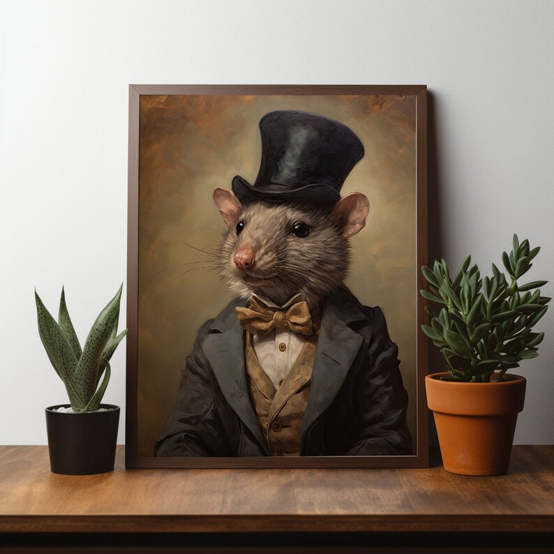 Rat Victorian Oil Painting, Dark Academia, Rat Art, Moody Decor ...