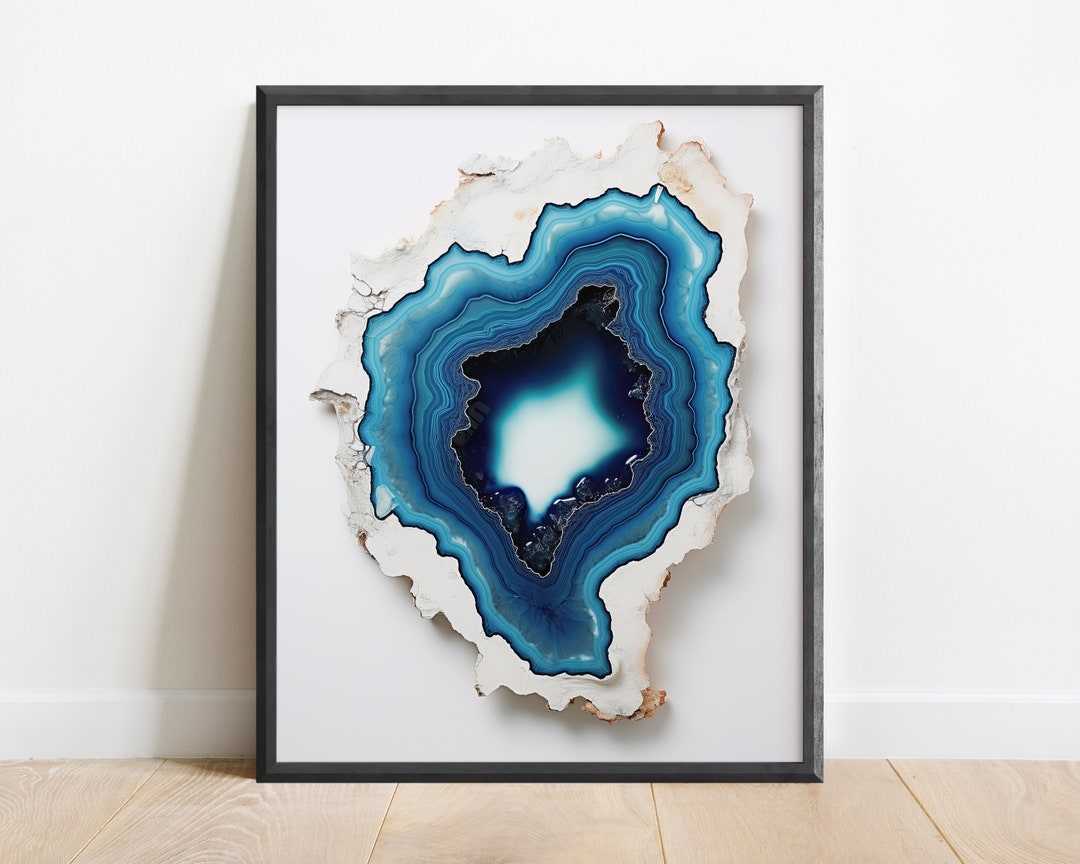 Geode Painting Wall Art Print, Rock Wall Art, Crystal Print, Geometric ...