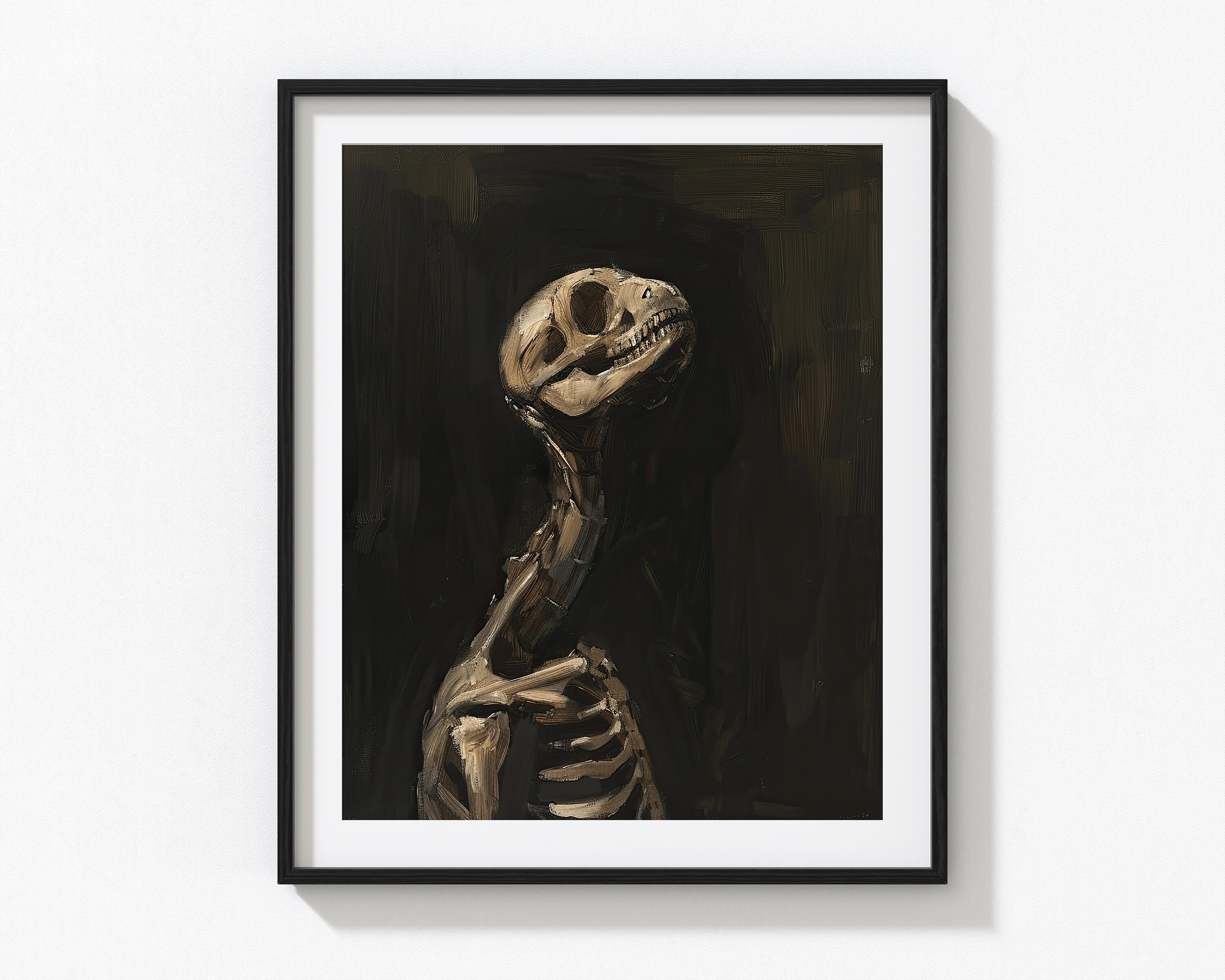 Dark Academia Snake Skeleton Oil Painting Wall Art Print, Occult Snake ...