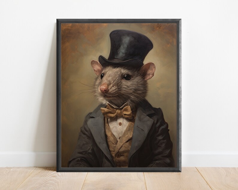 Rat Victorian Oil Painting, Dark Academia, Rat Art, Moody Decor ...