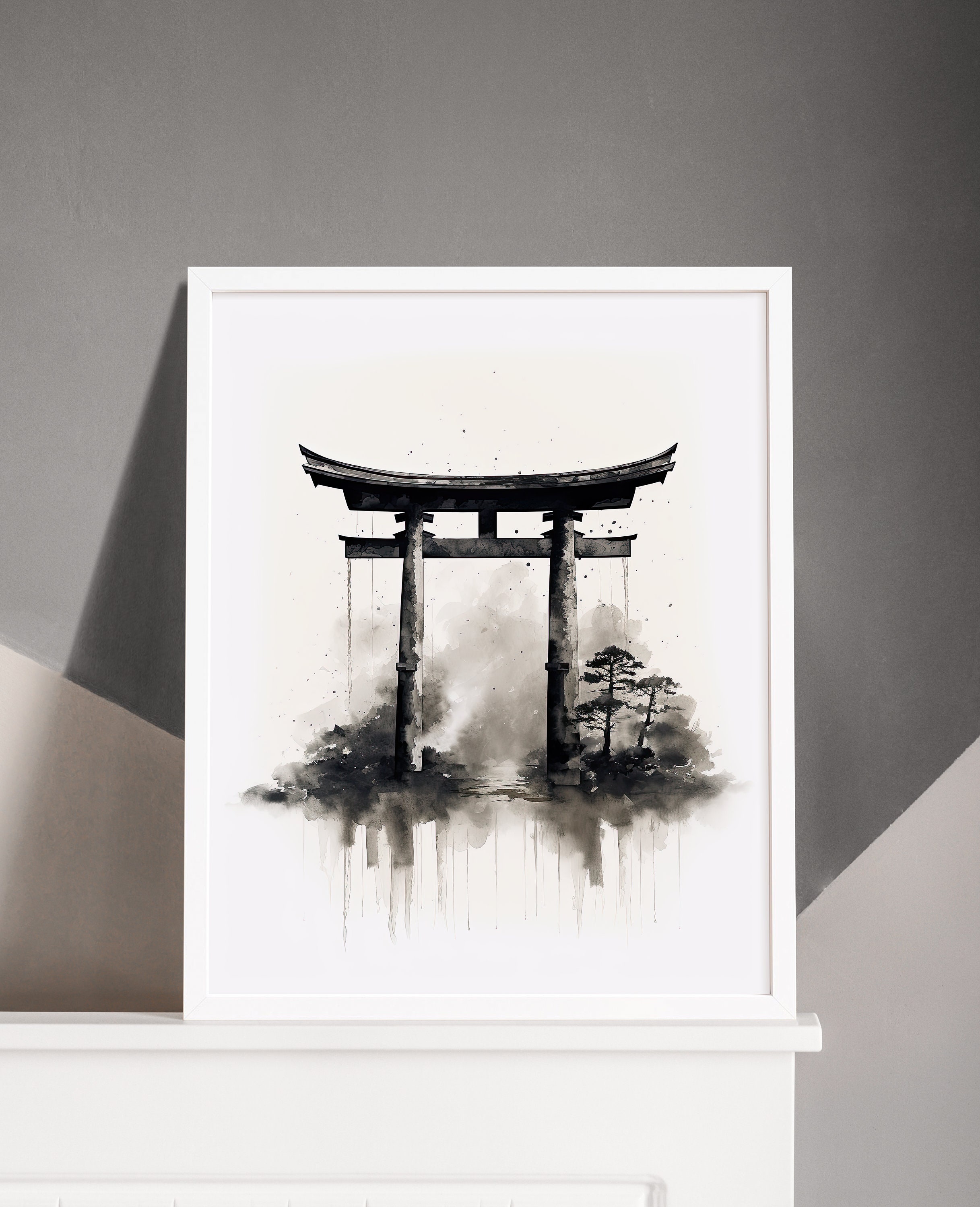 Watercolor Japanese Torii Gate Wall Art Print, Sumi E Style, Kyoto ...