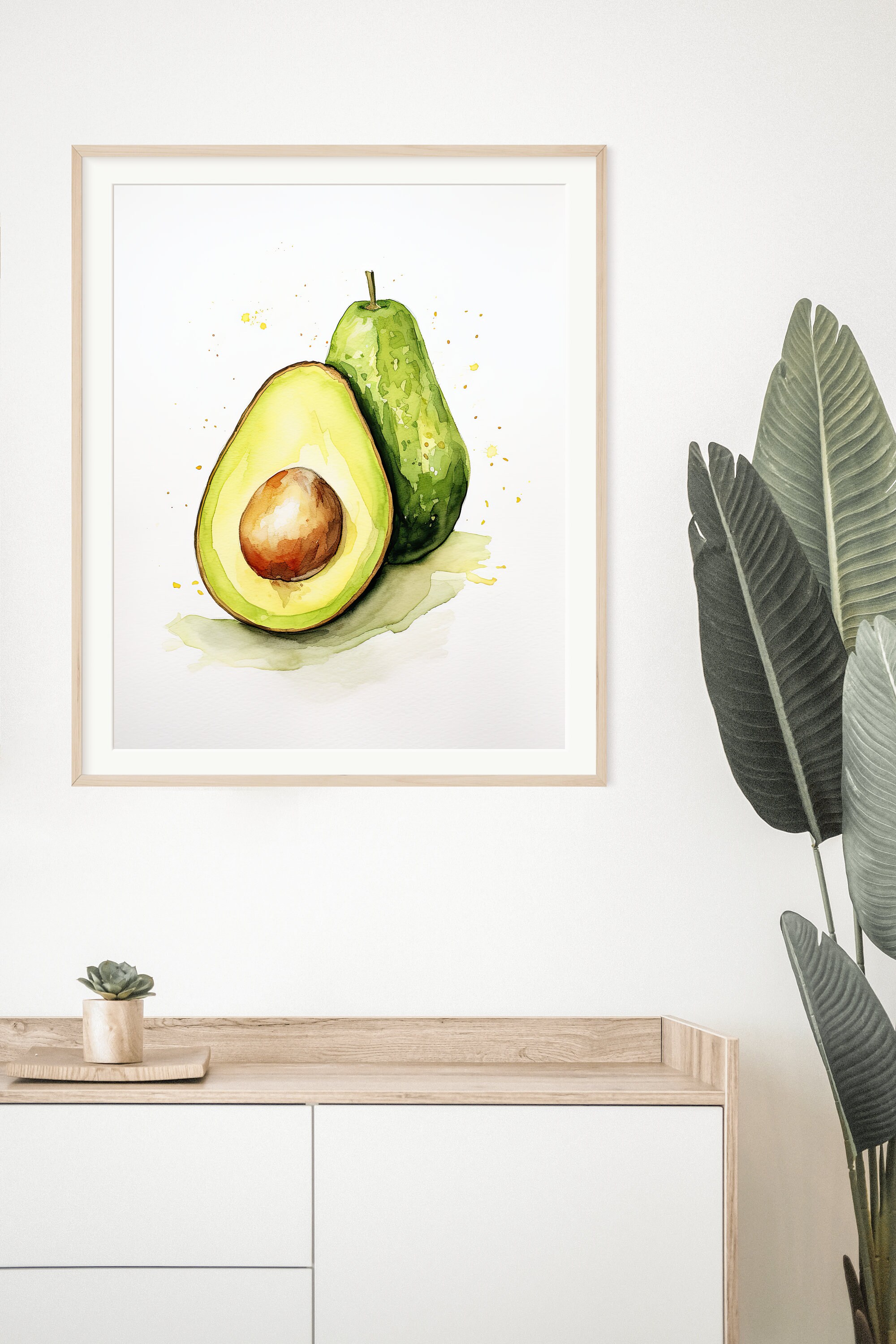 Minimalist Watercolor Avocado Wall Art Print, Avocado Print, Summer ...