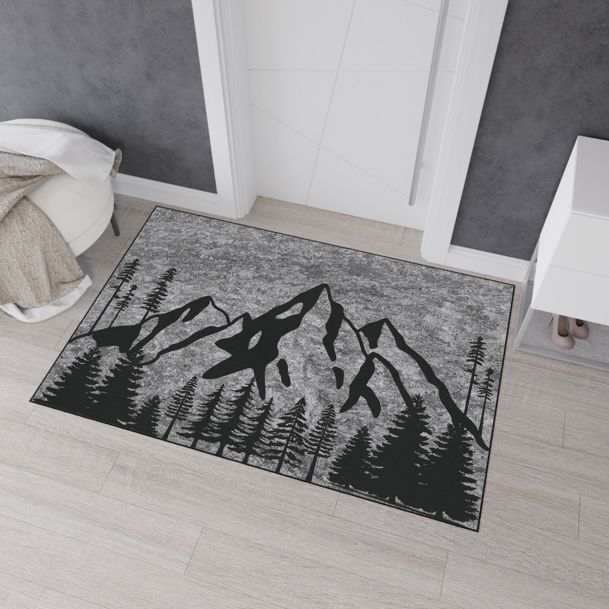 Gray Mountain Doormat, Personalized Landscape Heavy Duty Floor Mat ...