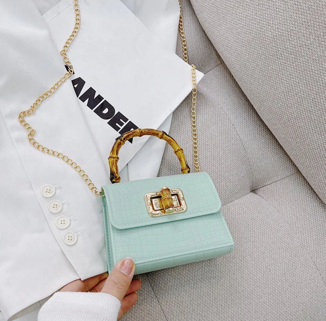 Mini Silicone Bamboo Handle Bag Mini Bags, Small Purses, Cute Purses ...