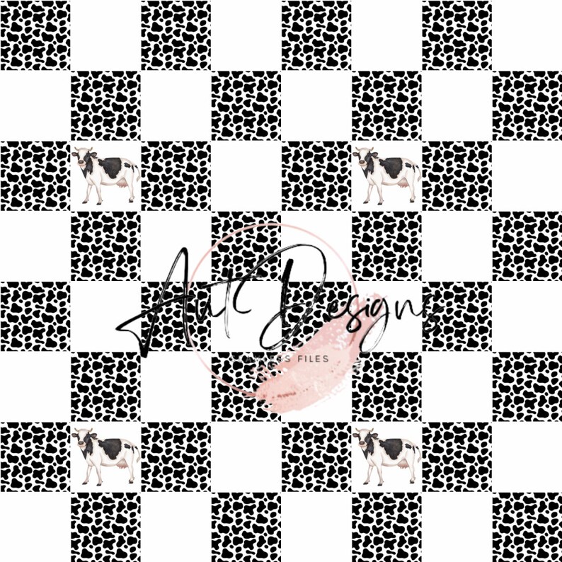 Checkered Cow Print Seamless File - Etsy