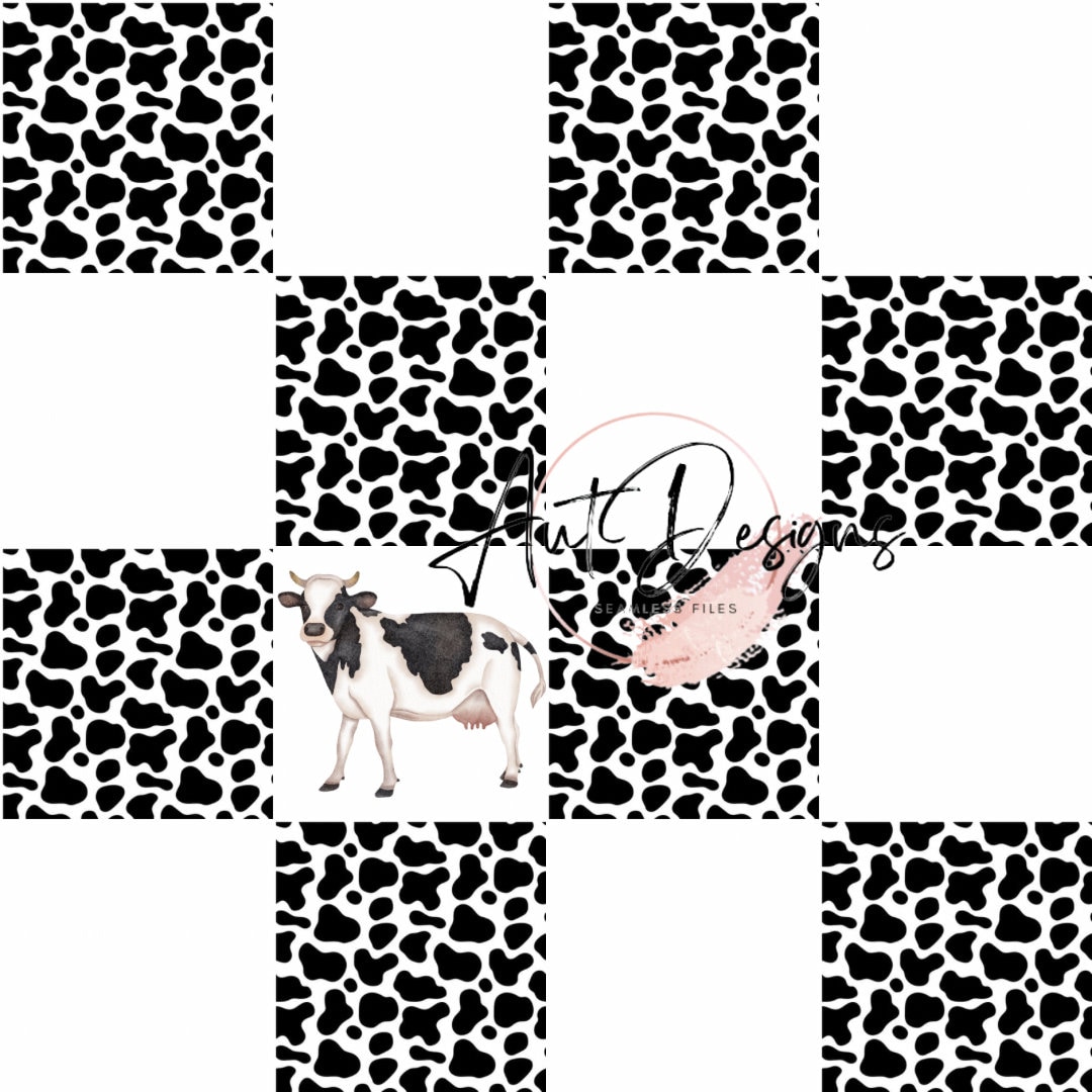 Checkered Cow Print Seamless File - Etsy