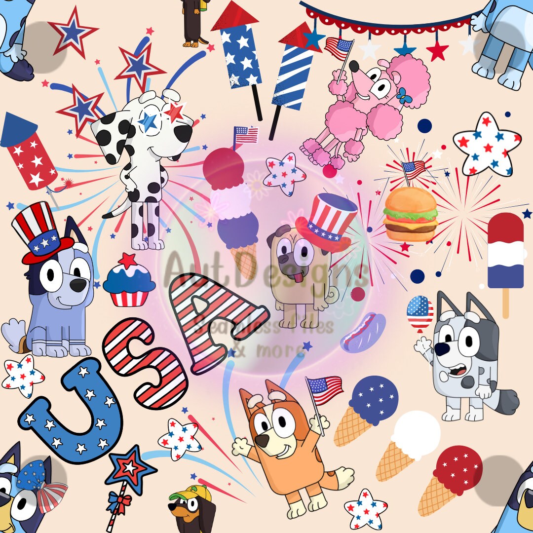 USA Blue Dog Red White Blue Seamless File July 4th Fourth of July ...