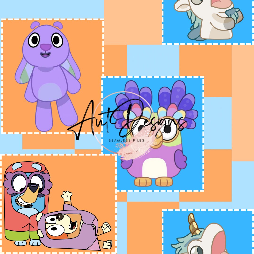 Unicorn, Bunny, Chatterbox Blue Dog Patch Seamless - Etsy