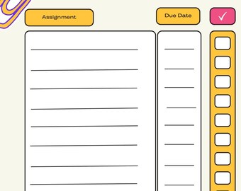 Homework Tracker - Etsy