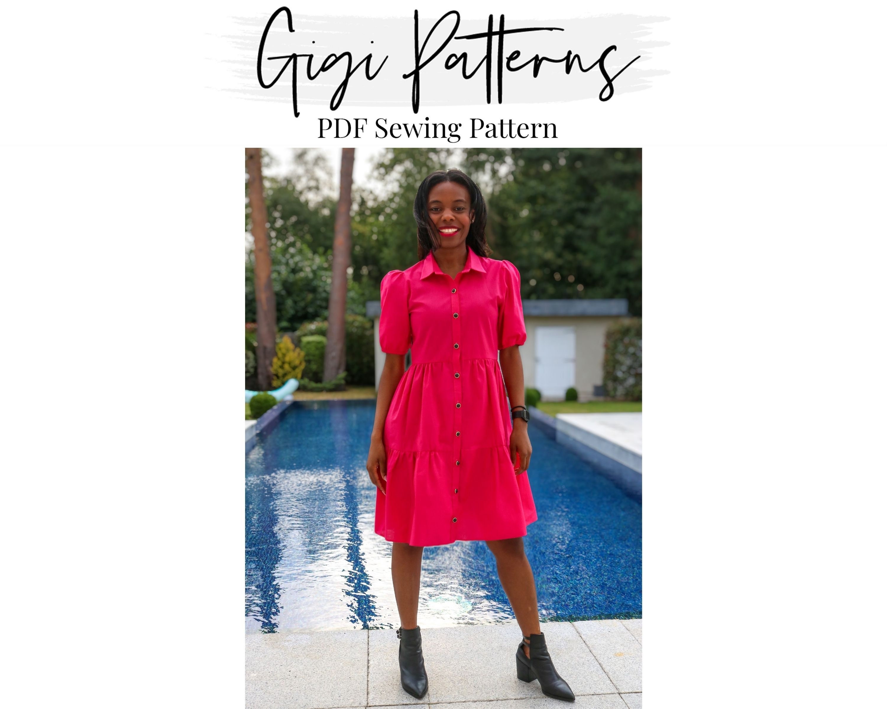 Sewing Pattern for Women's Shirt Dress Button Front Shirt Dress Pattern ...