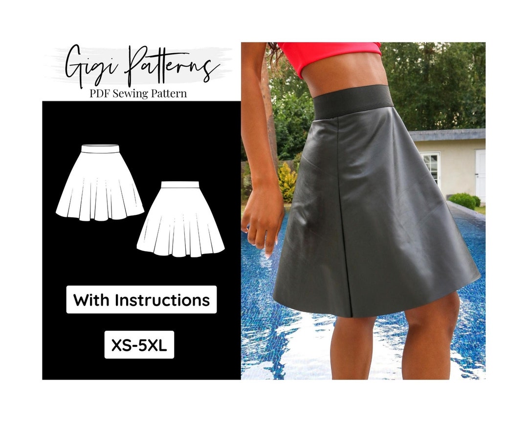 High Waist Skater Skirt Sewing Pattern Flare Skirt Pattern - Etsy