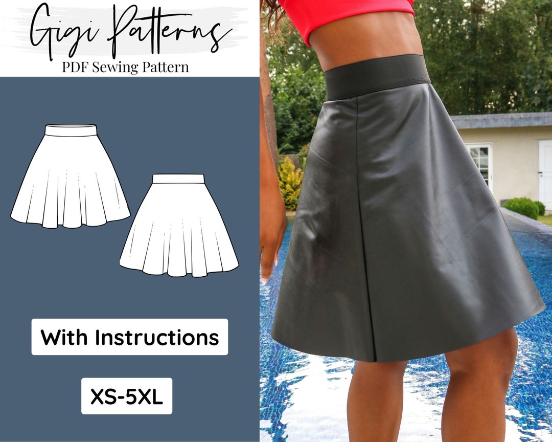 High Waist Skater Skirt Sewing Pattern | Flare Skirt Pattern | Skirt ...