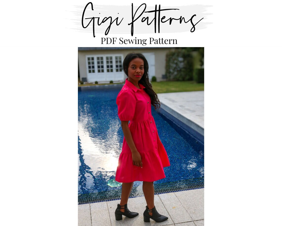 Sewing Pattern for Women's Shirt Dress Button Front Shirt Dress Pattern ...