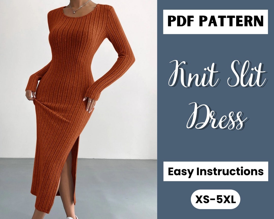 Long Side Slit Dress Sewing Pattern Womens Dress Sewing - Etsy