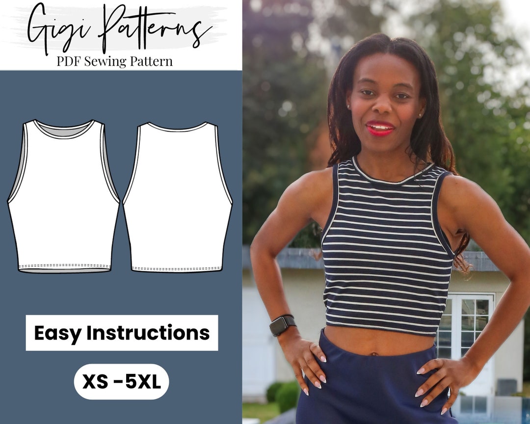 Crop Tank Top Sewing Pattern | Ladies Tops Sewing Pattern | Summer Tank ...