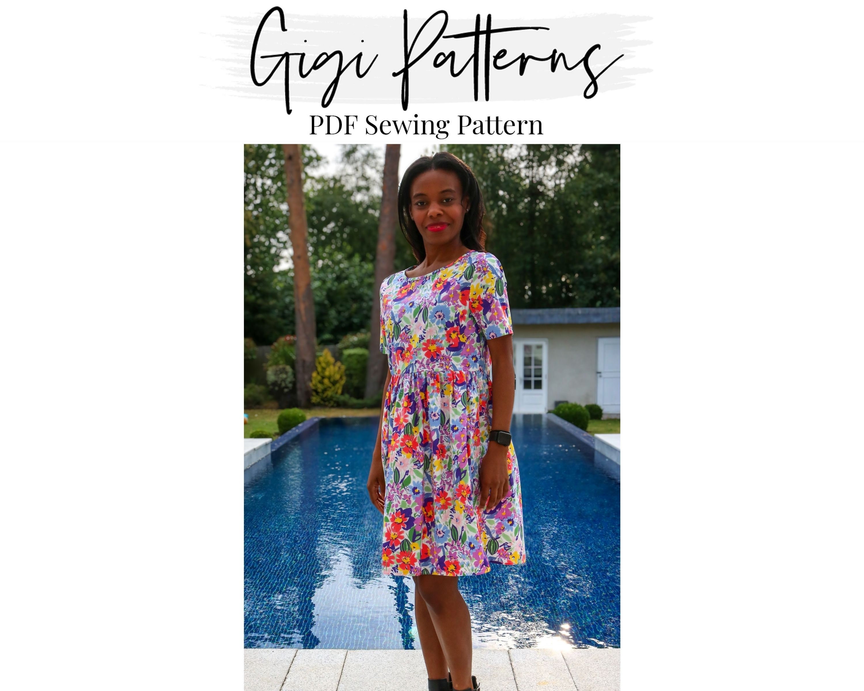 Short Sleeve Gathered Smock Dress Sewing Pattern Womens Dress Sewing ...