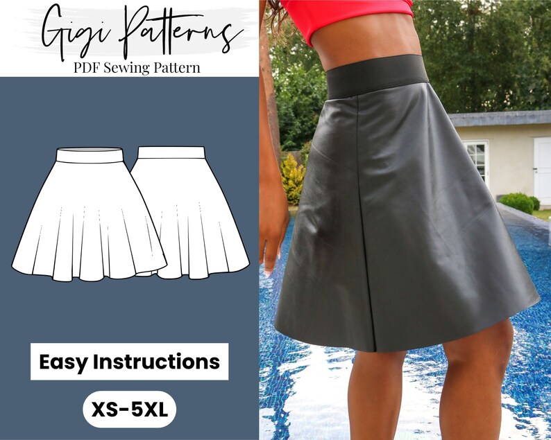 High Waist Skater Skirt Sewing Pattern Flare Skirt Pattern Skirt ...