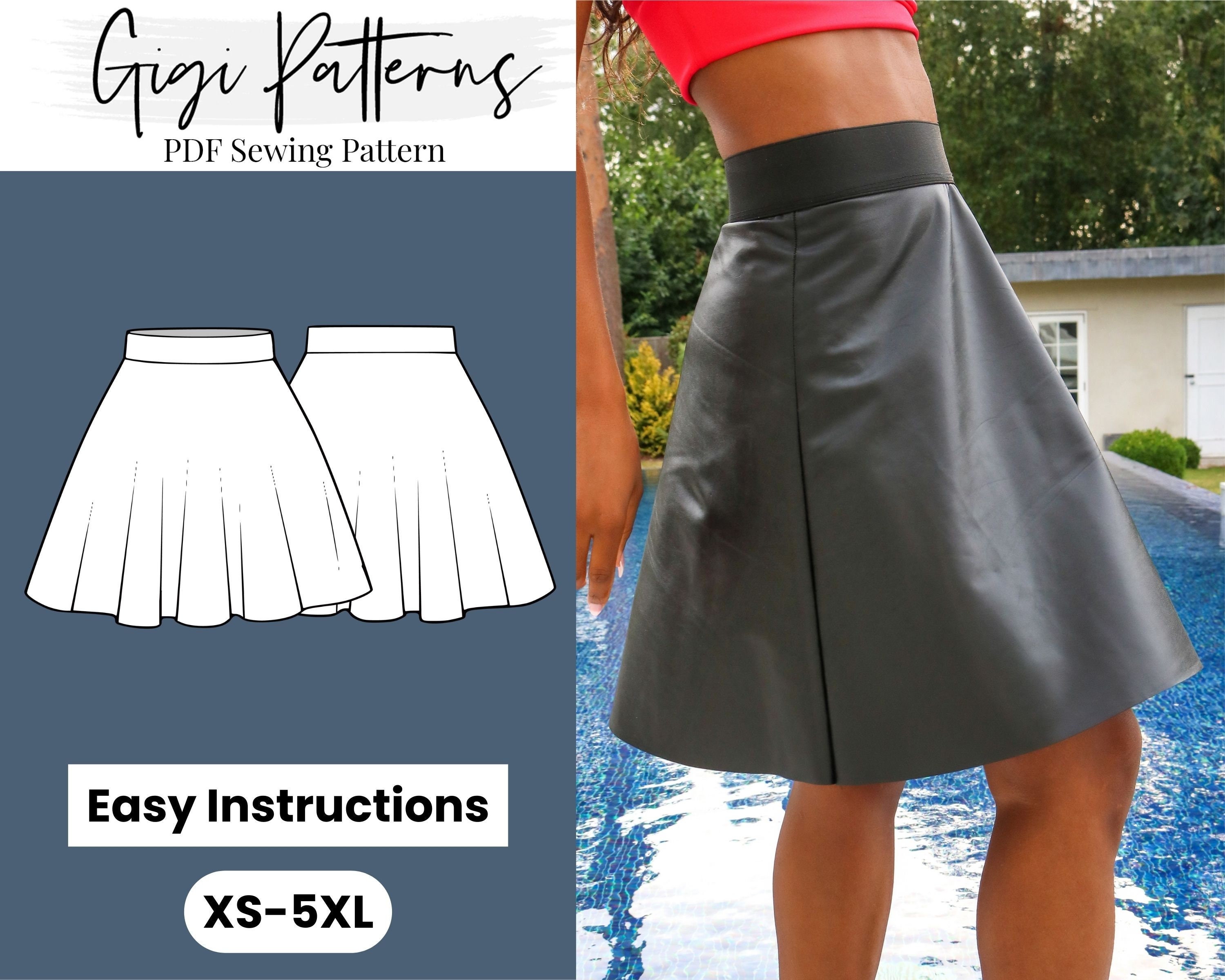 High Waist Skater Skirt Sewing Pattern Flare Skirt Pattern Skirt Pattern for Women Pdf Flowy ...