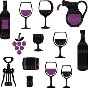 Wine SVG Bundle Cut Files Clipart Set – Rose Bottle Silhouettes ...
