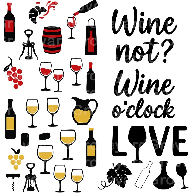 Wine SVG Bundle Cut Files Clipart Set – Rose Bottle Silhouettes ...